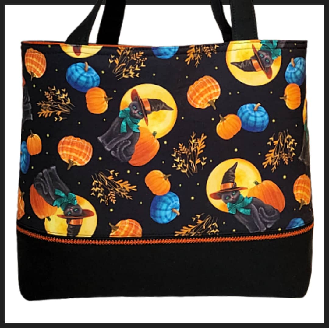 Halloween Black Cat Pumpkin Purse, Halloween Shoulder Bag, Halloween ...