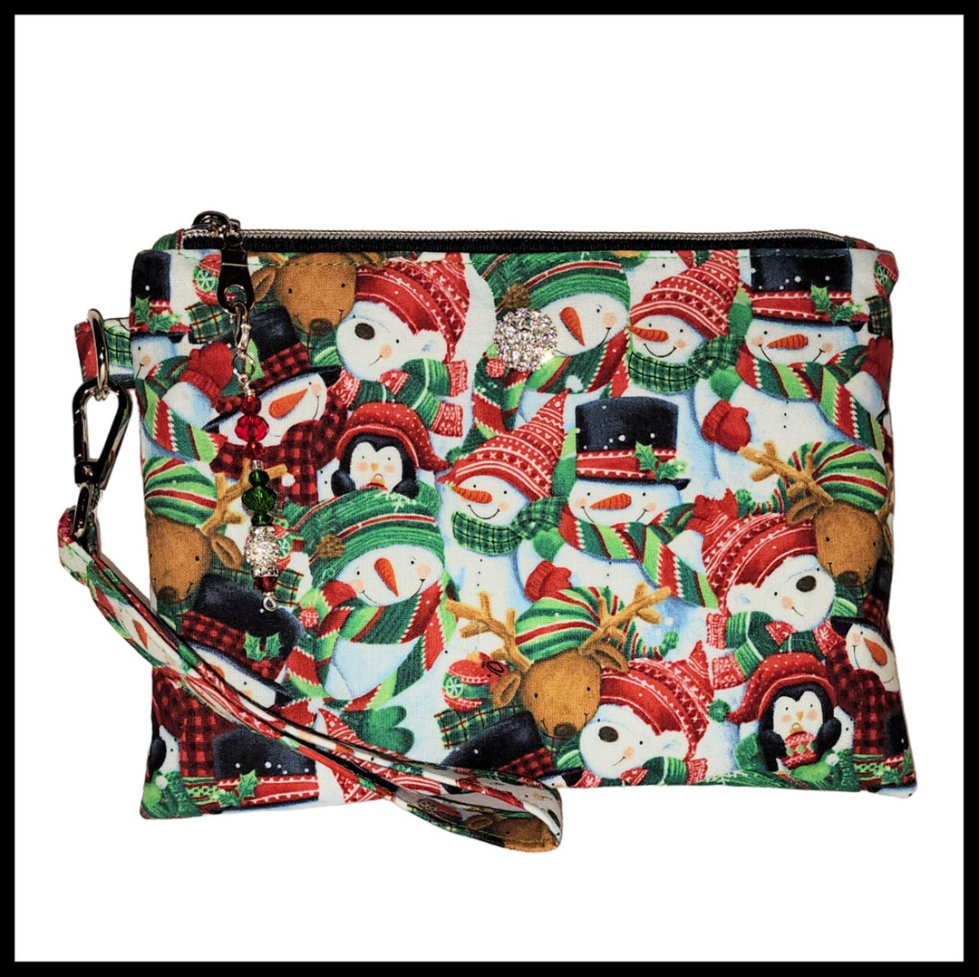 Snowman Wristlet Purse, Winter Snowman, Bear, Reindeer Purse, Bag, Gift ...