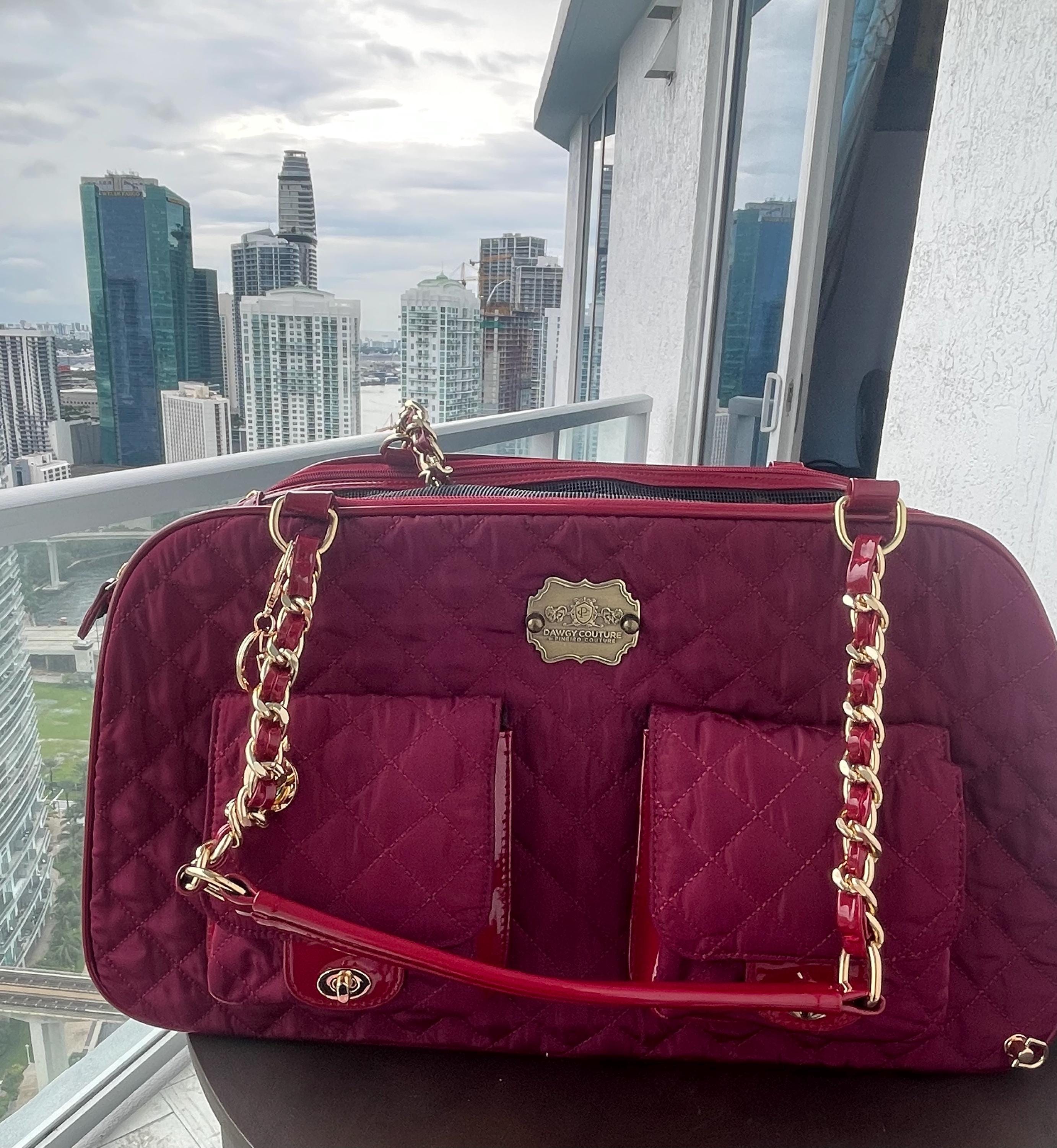 Pet Carrier Luxury Dawgy Quilted Bag Purse/car Seat Attachment ...