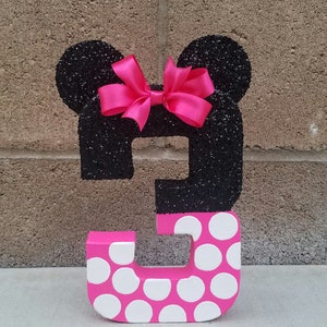 Minnie Mouse Inspired Paper Mache Number, Age Photo Prop, Paper Mache ...