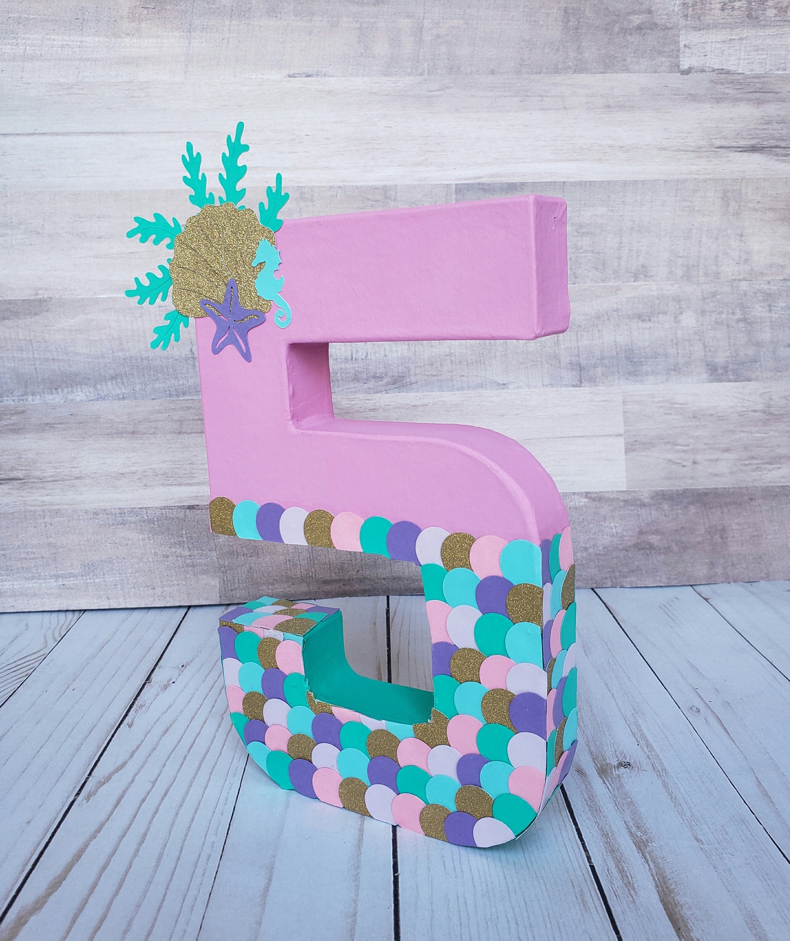 Mermaid Theme 8" Paper Mache Number, Age Photo Prop, Photo Prop, Child ...