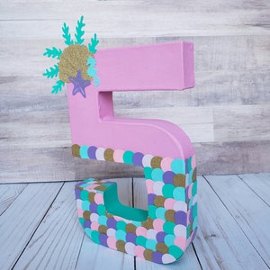 Mermaid Theme 8" Paper Mache Number, Age Photo Prop, Photo Prop, Child ...