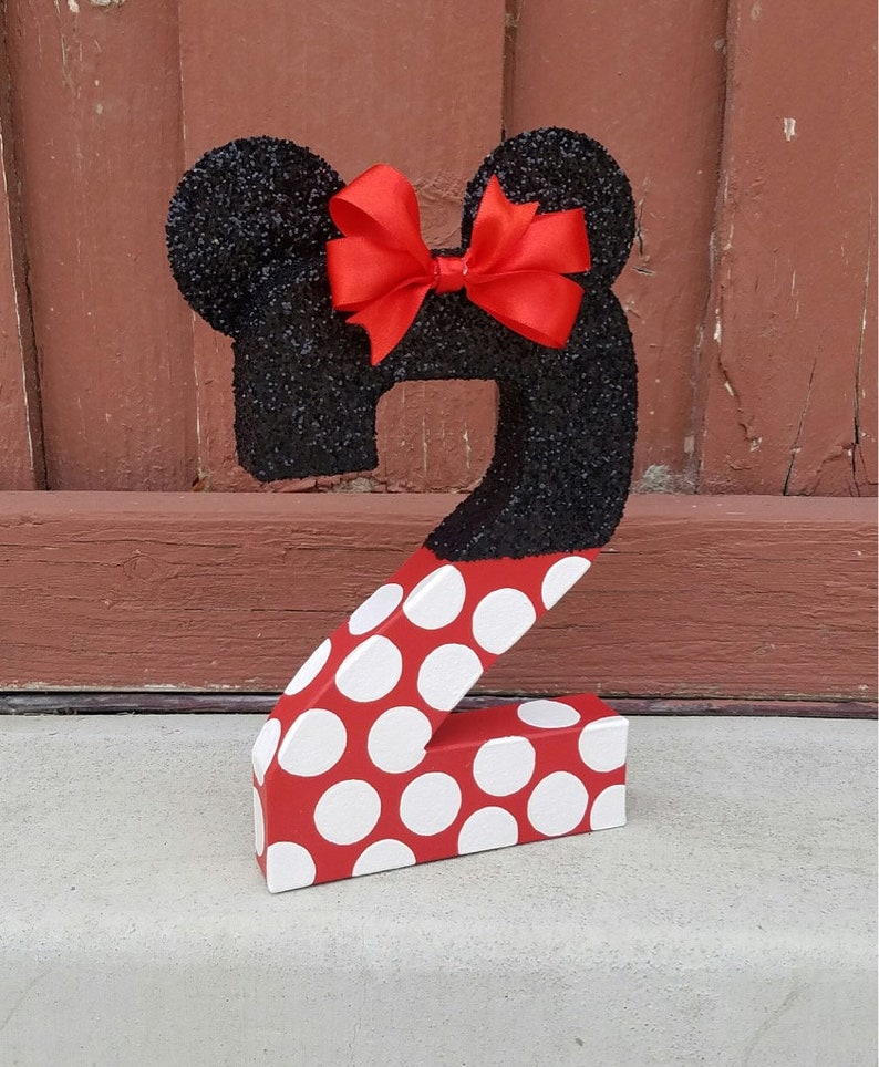 Minnie Mouse Inspired Paper Mache Number, Age Photo Prop, Paper Mache ...