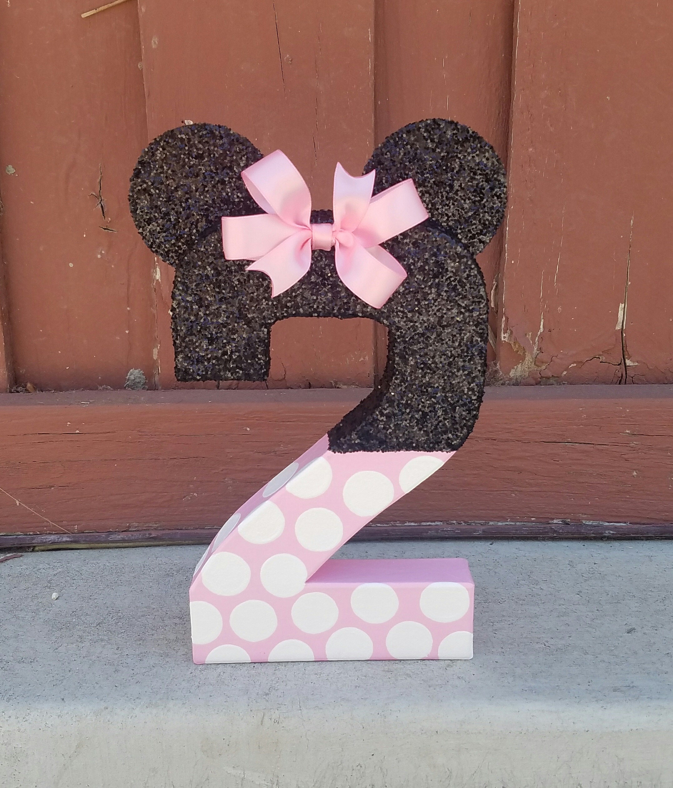 Minnie Mouse Inspired Paper Mache Number, Age Photo Prop, Paper Mache ...