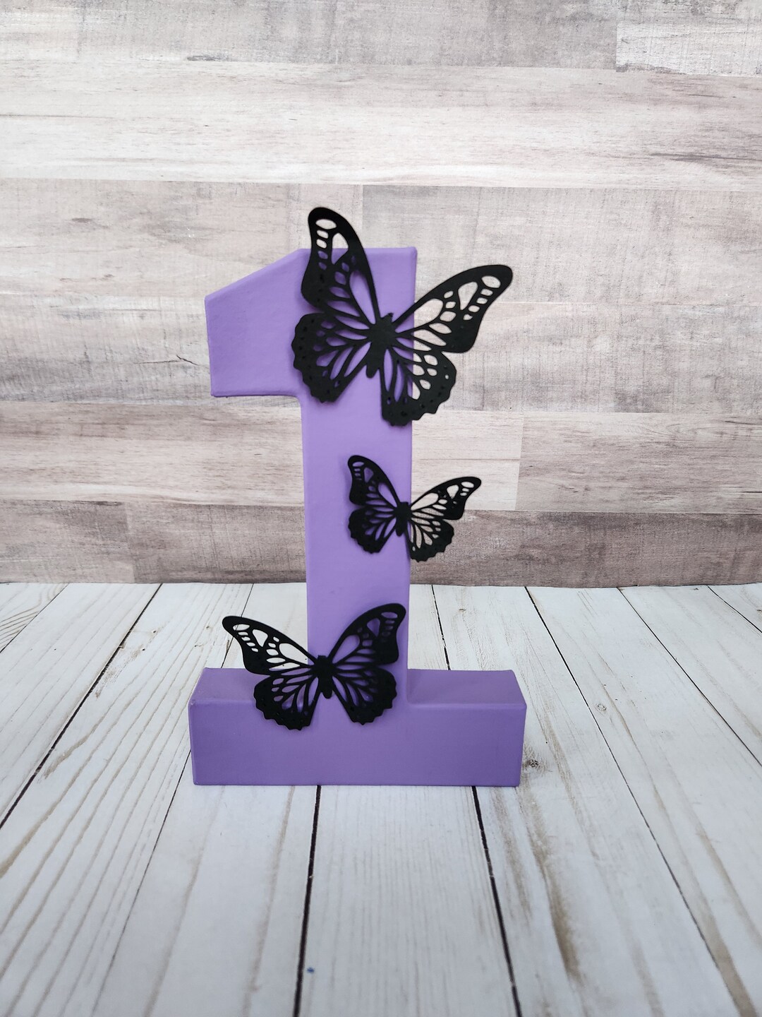 Butterfly Inspired 8" Paper Mache Number, Age Photo Prop, Lavender ...