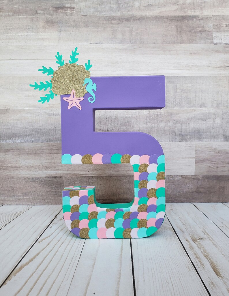 Mermaid Theme 8 Paper Mache Number Age Photo Prop | Etsy