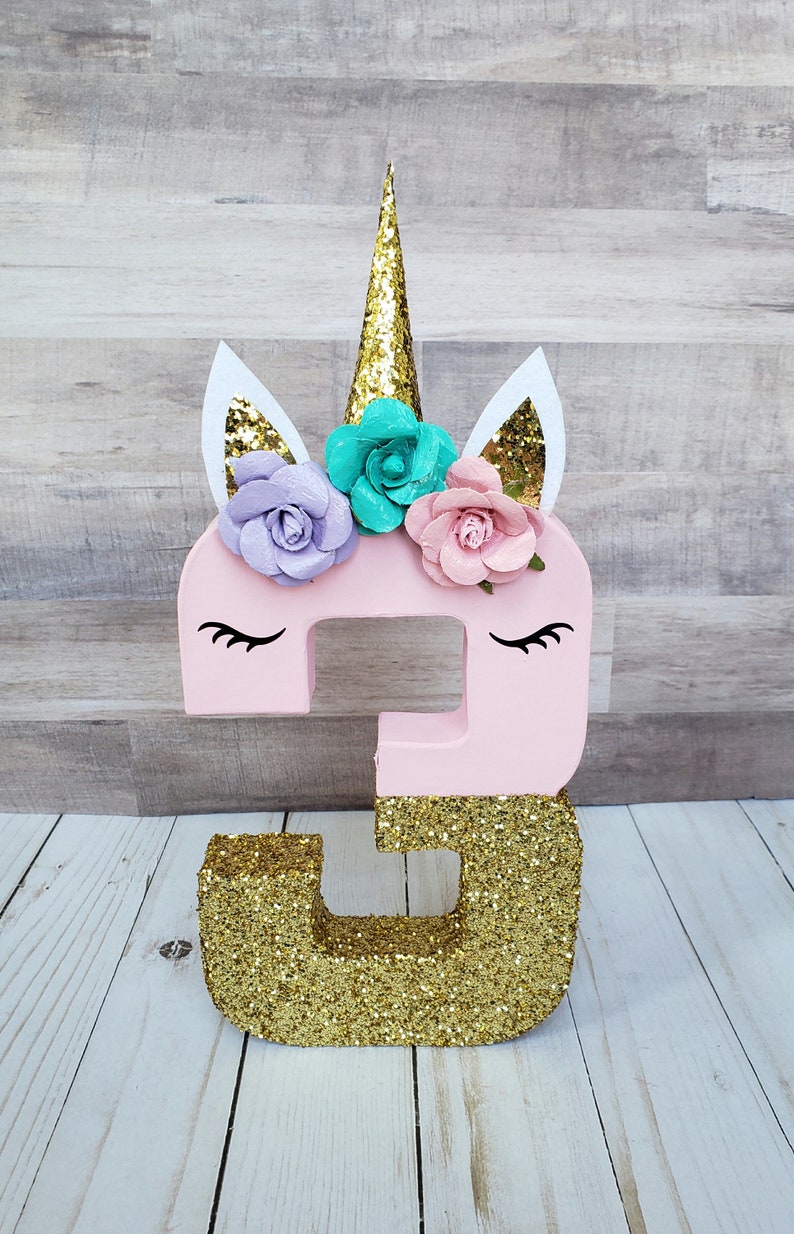 Unicorn Theme Paper Mache Numbers Photo Prop Child Photo - Etsy