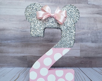 Minnie Mouse Inspired Paper Mache Number Age Photo Prop | Etsy