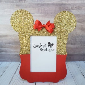 Minnie Mouse Inspired 5x7" Wood Picture Frame, Glitter Picture Frame ...