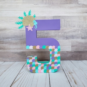 Mermaid Theme 8" Paper Mache Number, Age Photo Prop, Photo Prop, Child ...