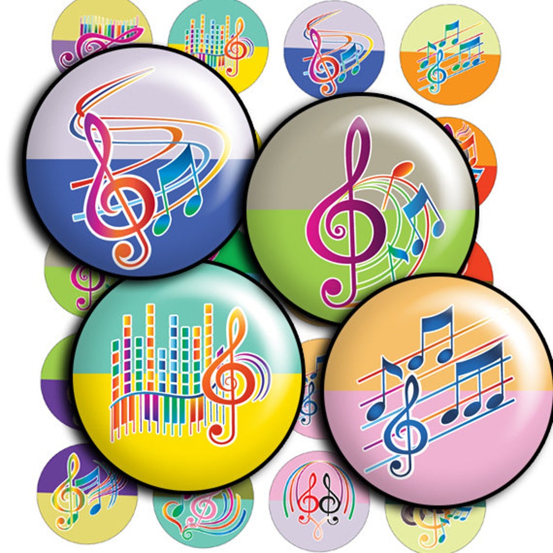 Treble Clef Digital Collage Sheet 25mm Round, 1 Inch Circles, 1.5", 1. ...