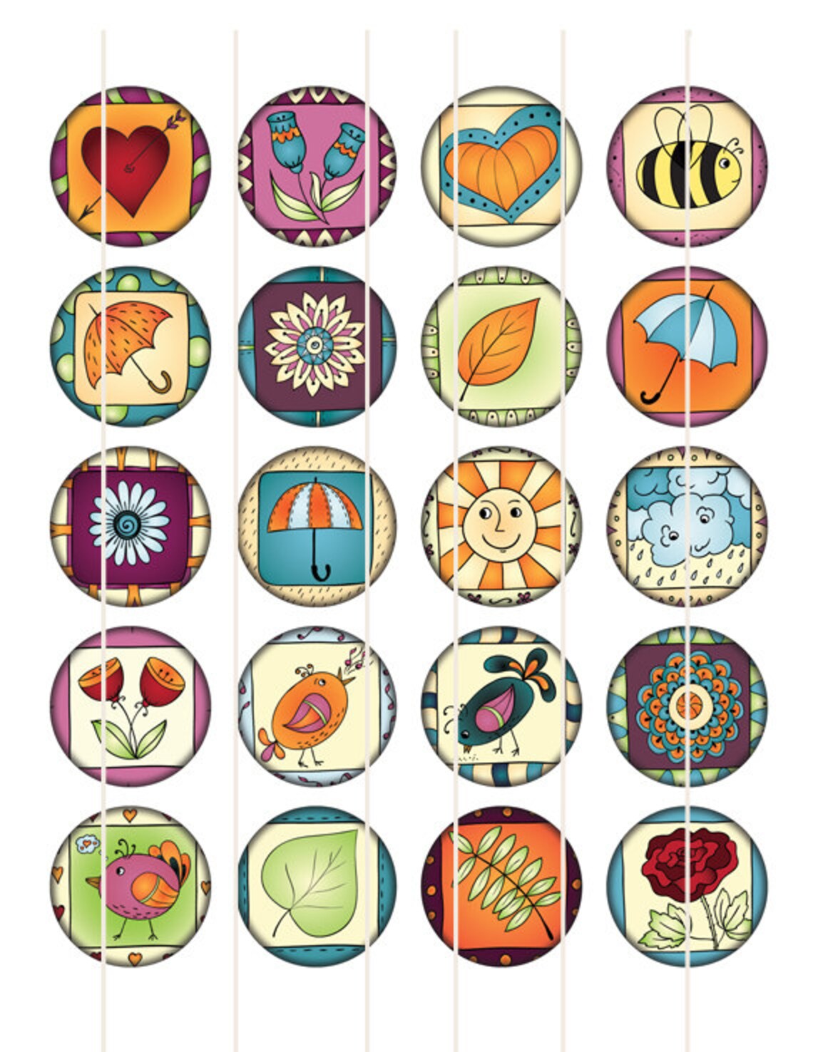 Printable Circles Images Mixed Theme Digital Collage Sheet 1 - Etsy