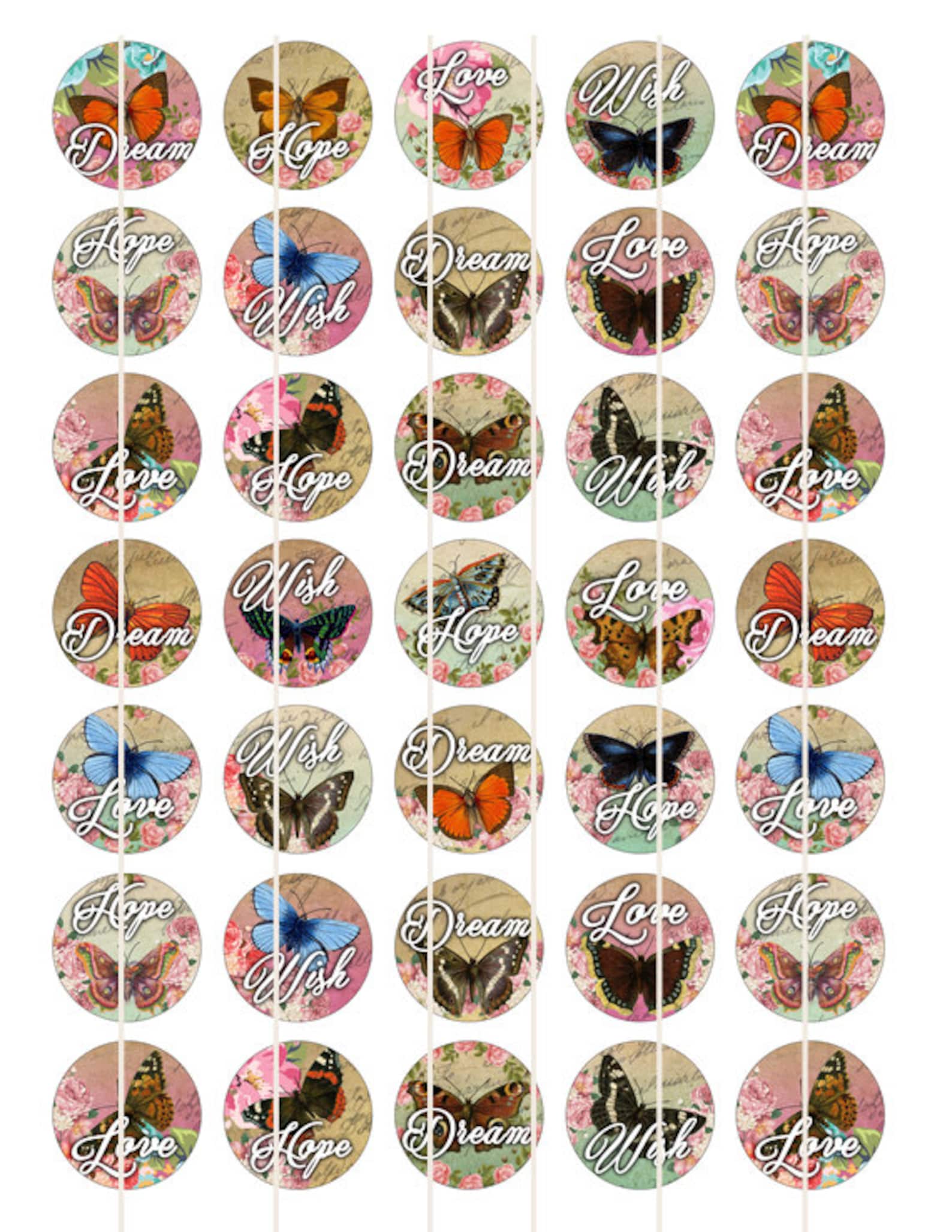 Inspirational Words Love Butterfly Digital Collage Sheet | Etsy