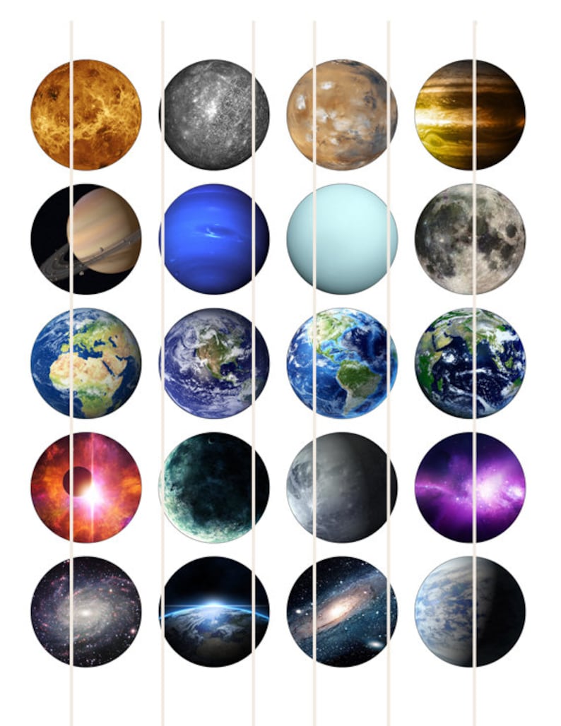 Planets Digital Collage Sheet Circles Planets- Td70 - 1.5", 1.25", 30mm ...