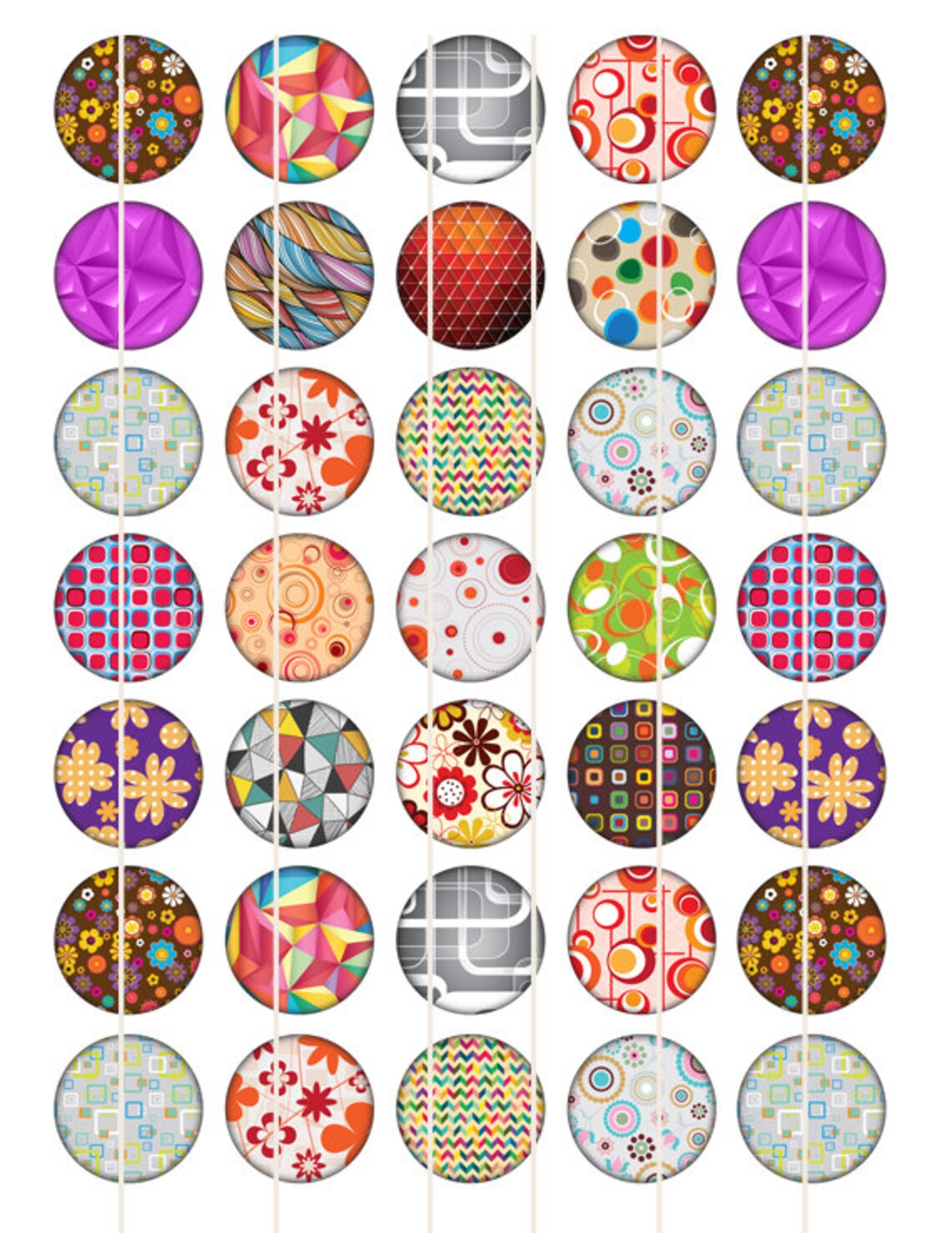 70s Texture Pattern Retro Geometric Digital Collage Sheet | Etsy