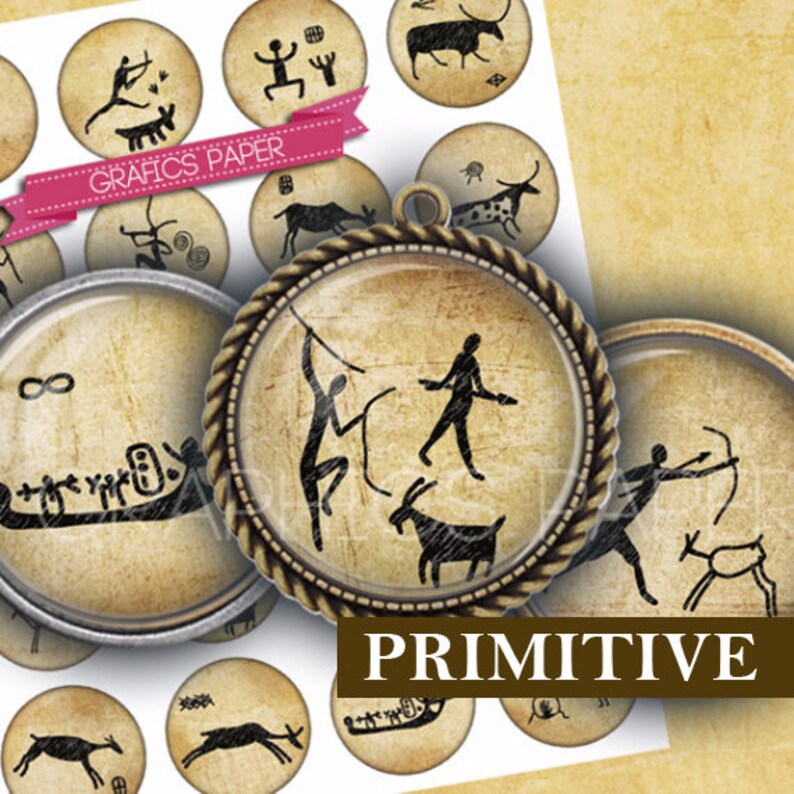 Primitive Drawings Instant Download 1 Inch 1.5 | Etsy