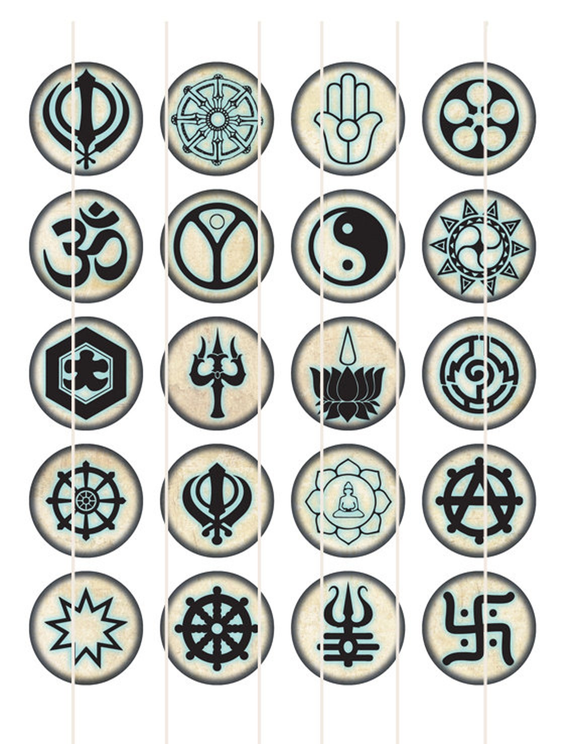 Religious Symbols Circle Digital Collage Sheet td392 | Etsy