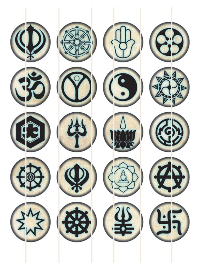 Religious Symbols Circle Digital Collage Sheet Td392 - Etsy