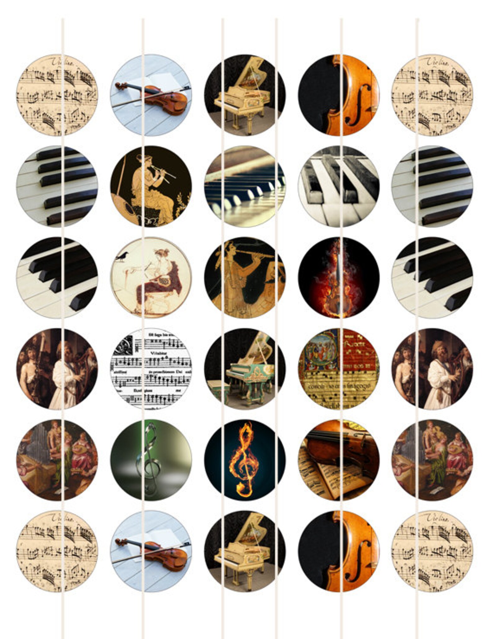 Classical Musical Instruments Digital Collage Sheet 1 Inche | Etsy