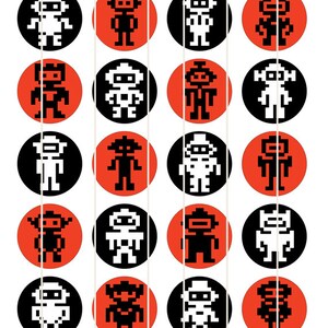 8-bit Characters, Digital Collage Sheet 1.5", 1.25", 30mm, 1 Inch ...