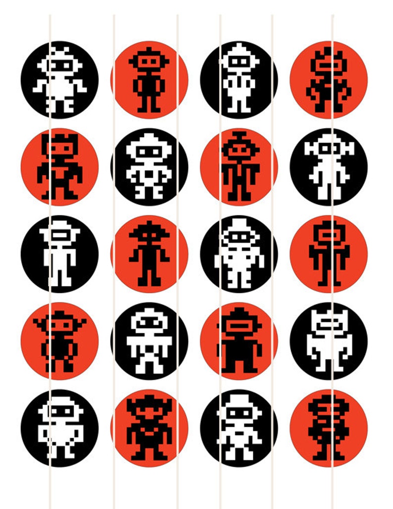 8-bit Characters Digital Collage Sheet 1.5 1.25 - Etsy