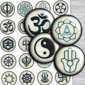 Religious Symbols Circle Digital Collage Sheet - Td392 - 1.5", 1.25 ...