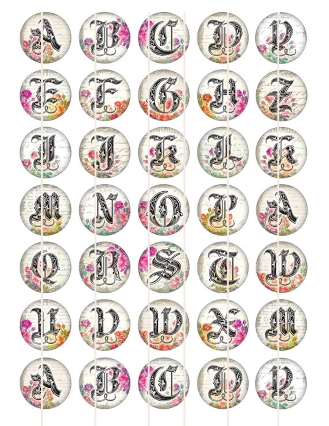 Initial Circles Gothic Alphabet Gothic Printable Images | Etsy