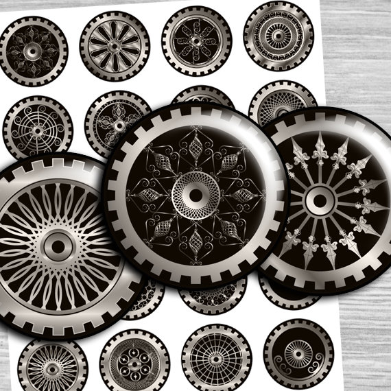 Gear Images Digital Collage Sheet Round Td274 1.5 - Etsy