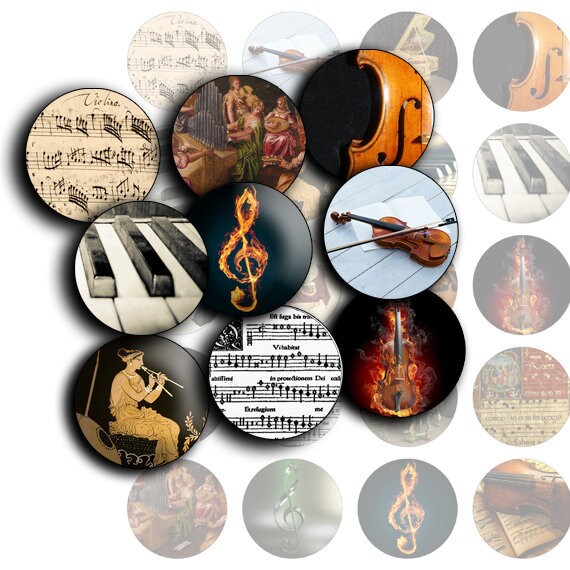 Classical Musical Instruments Digital Collage Sheet 1 Inche | Etsy