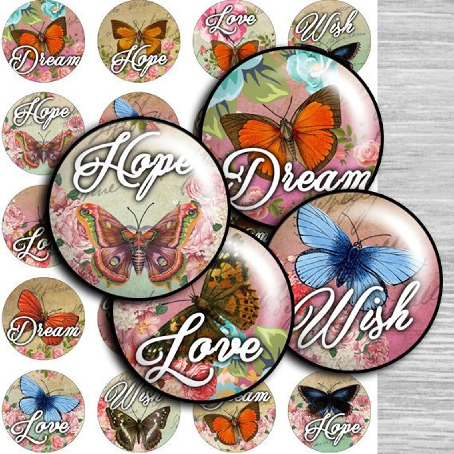 Inspirational Words Love Butterfly Digital Collage Sheet - Etsy