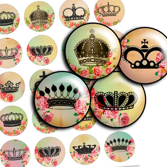Crowns Images Digital Collage Sheet 1 Inch Circles 1.5 | Etsy