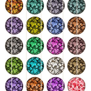 1 Inch Circle 1.5", 1.25", 30mm Floral Pattern Flowers Instant Download ...
