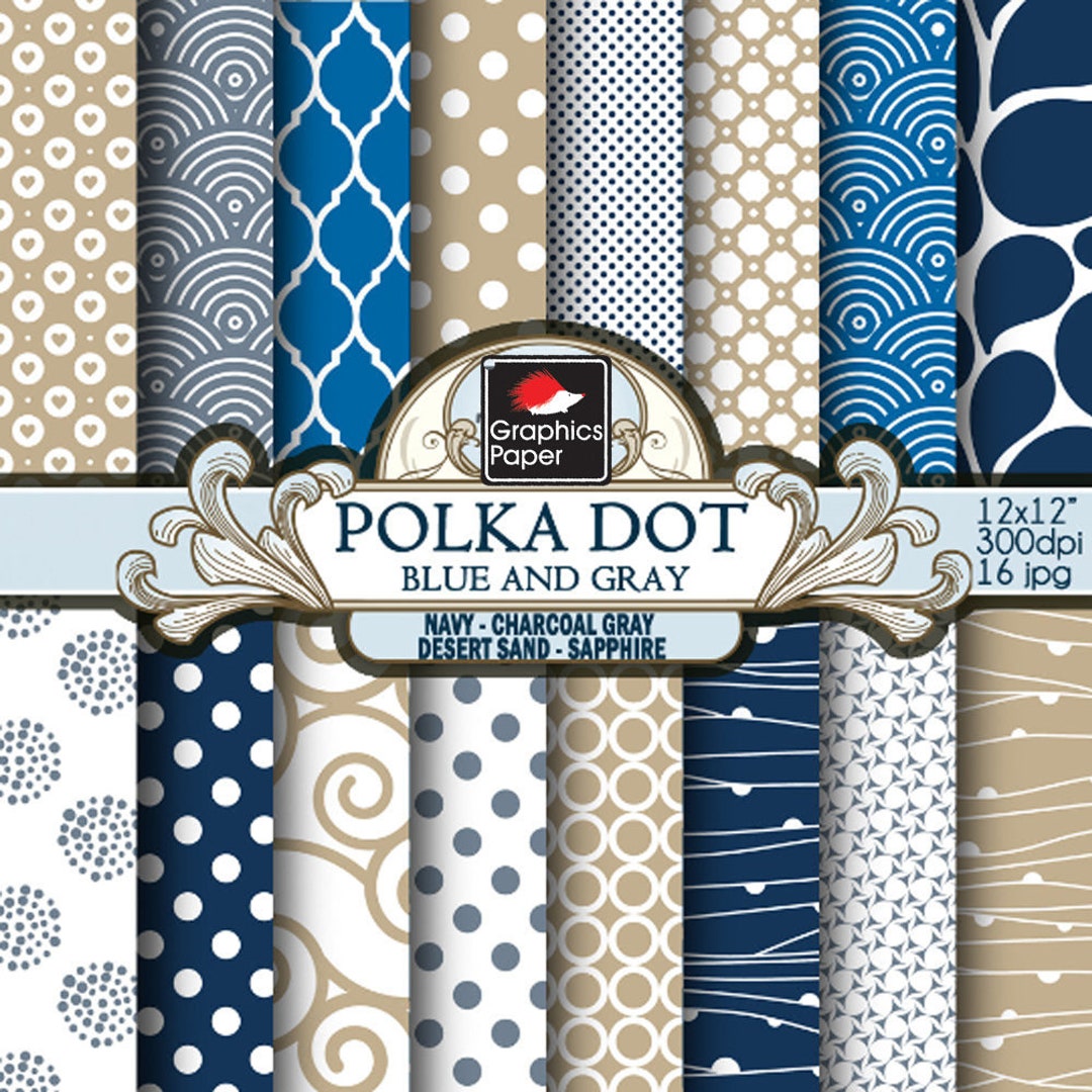 Blue and Gray Scrapbook Paper, Polka Dot Patterns (digital Download) - Etsy