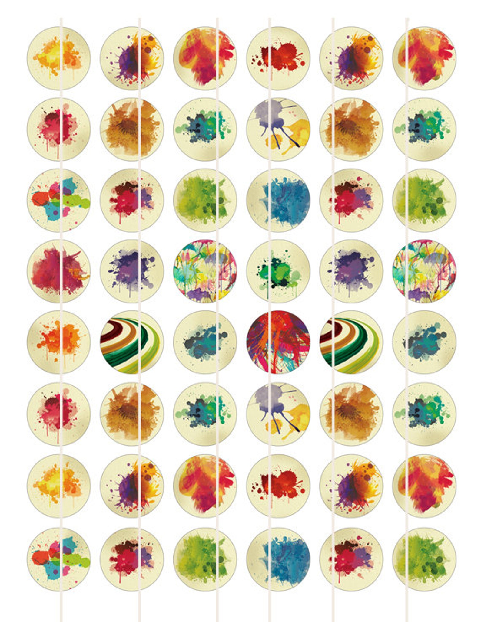 Circles Watercolor Stains Round Images Digital Collage Sheet - Etsy