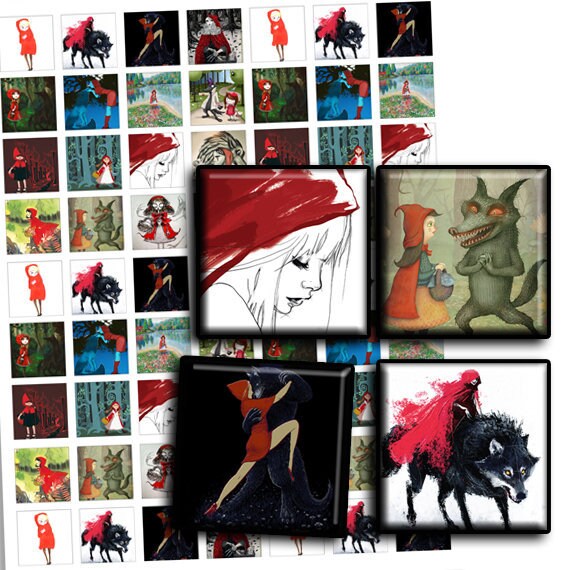 Little Red Riding Hood Fables Square Digital Collage Sheet - Etsy