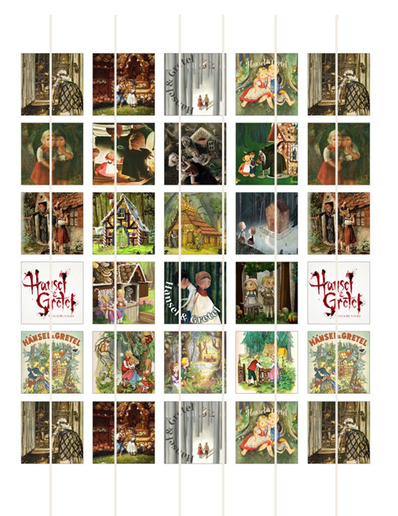 Hansel & Gretel Fables square Printable digital collage sheet | Etsy