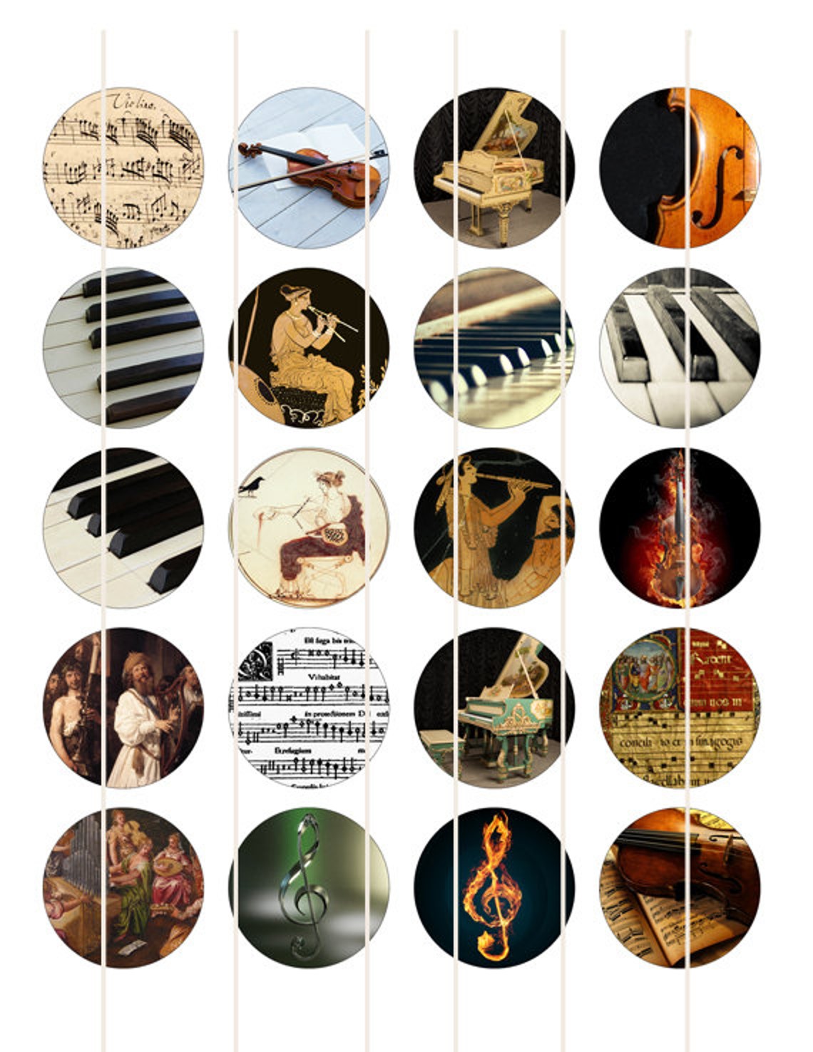 Classical Musical Instruments Digital Collage Sheet 1 Inche | Etsy