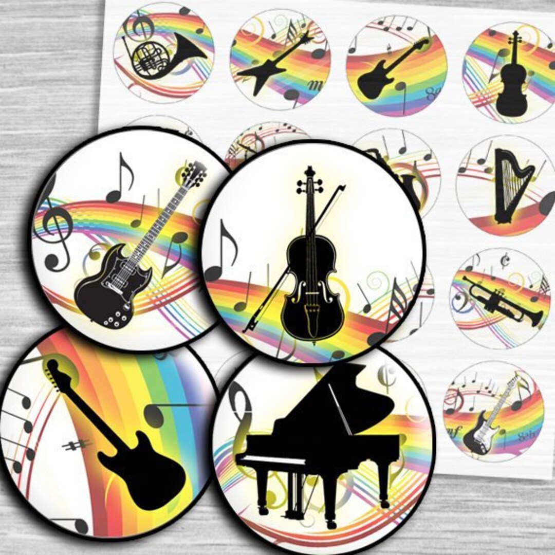 Musical Instruments Digital Collage Sheet Round - Td23 - 1.5", 1.25 ...