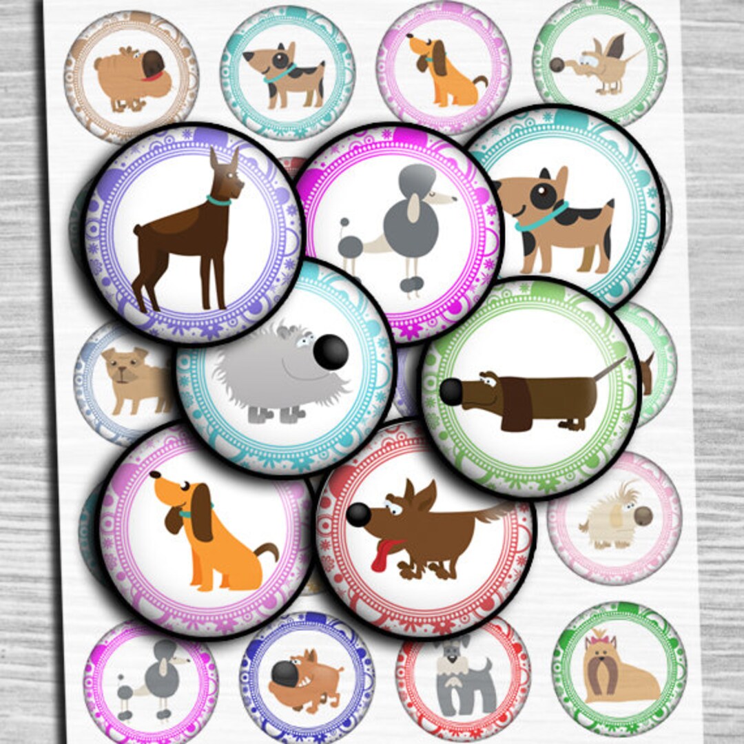 Funny Dogs Circle Images: Printable Collage Sheet (digital Download) - Etsy