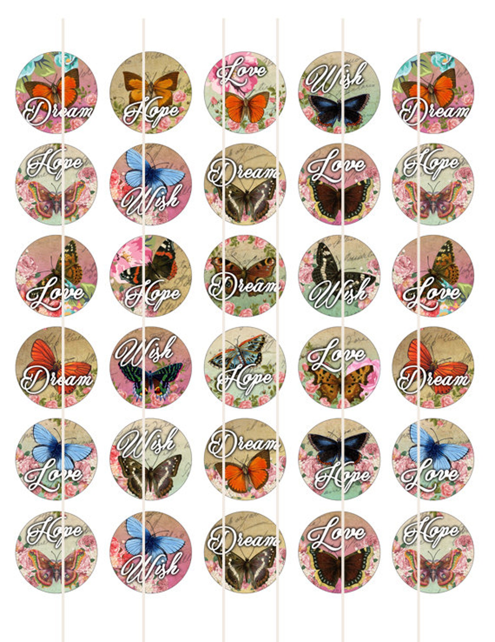 Inspirational Words Love Butterfly Digital Collage Sheet - Etsy