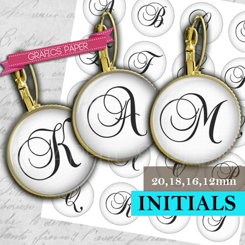 Alphabet Initial Circle Images: Jewelry Making Pendants (digital ...