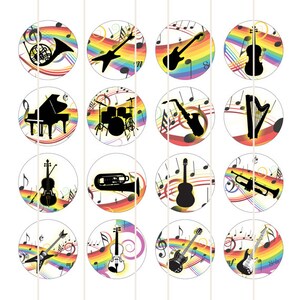 Musical Instruments Digital Collage Sheet Round - Td23 - 1.5", 1.25 ...