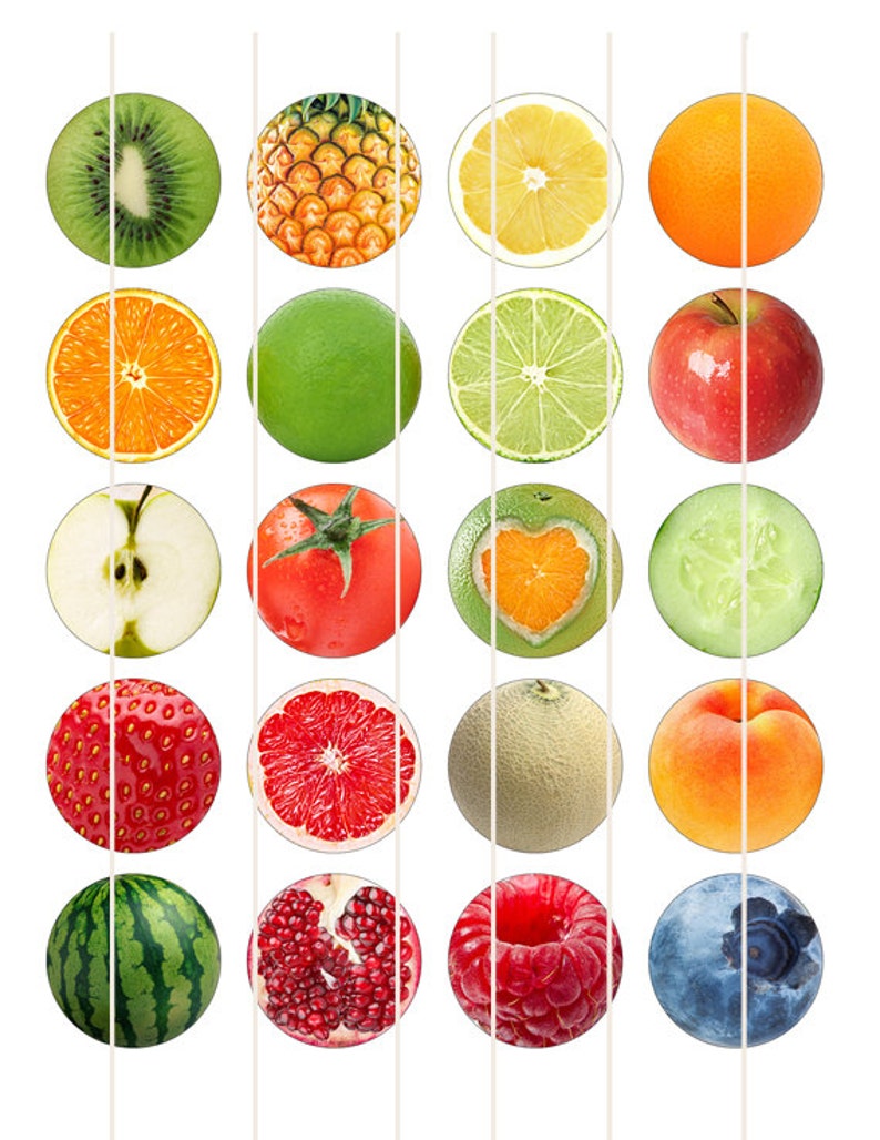 Fruit Digital Collage Sheet Round Images Printable Td161 - Etsy