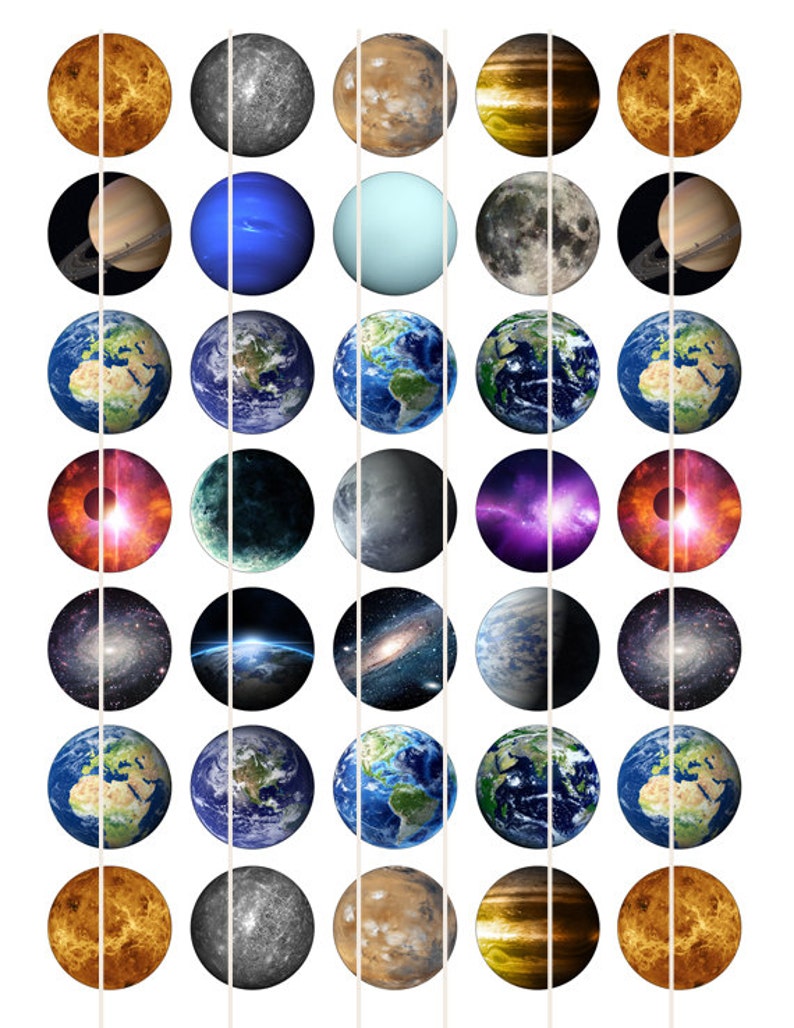 Planets Digital Collage Sheet Circles Planets Td70 - Etsy