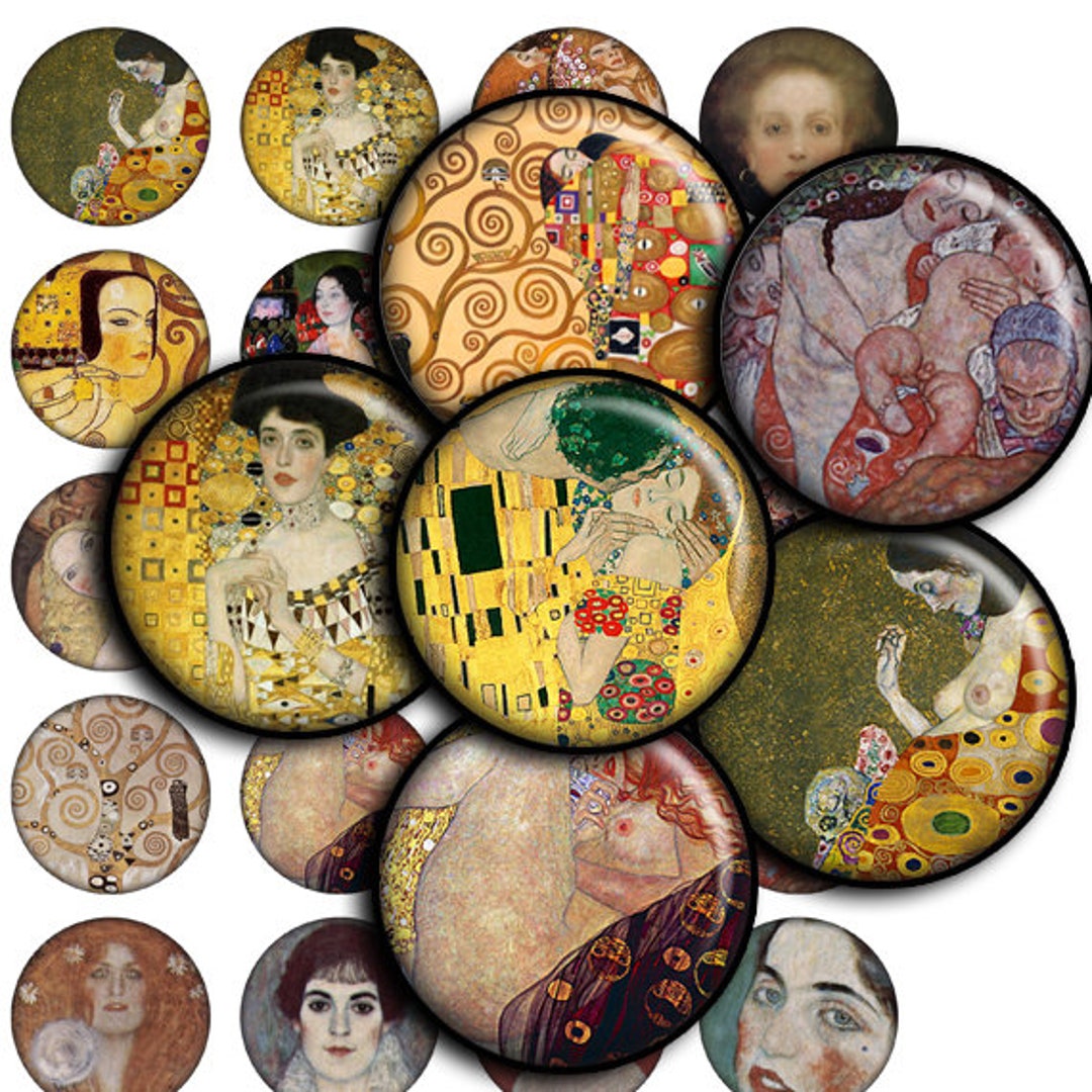 Klimt Digital Collage Sheet Circles - Td215 - 1.5", 1.25", 30mm, 1 Inch ...
