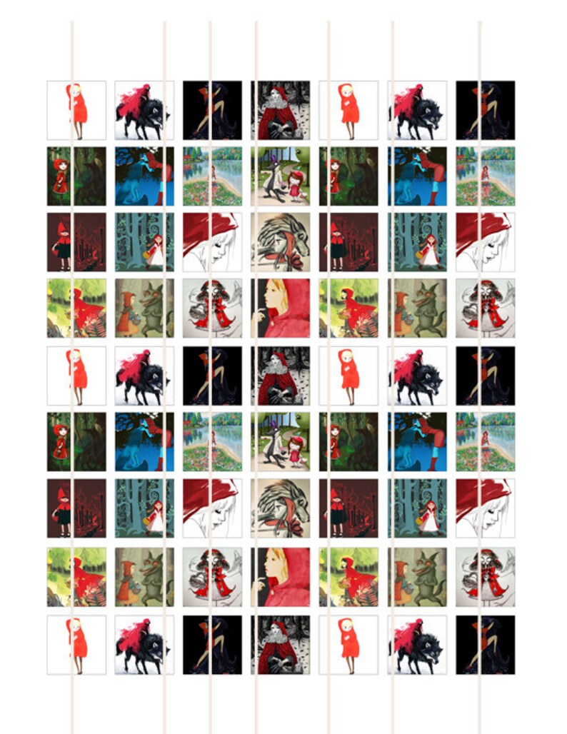 Little Red Riding Hood Fables Square Digital Collage Sheet - Etsy