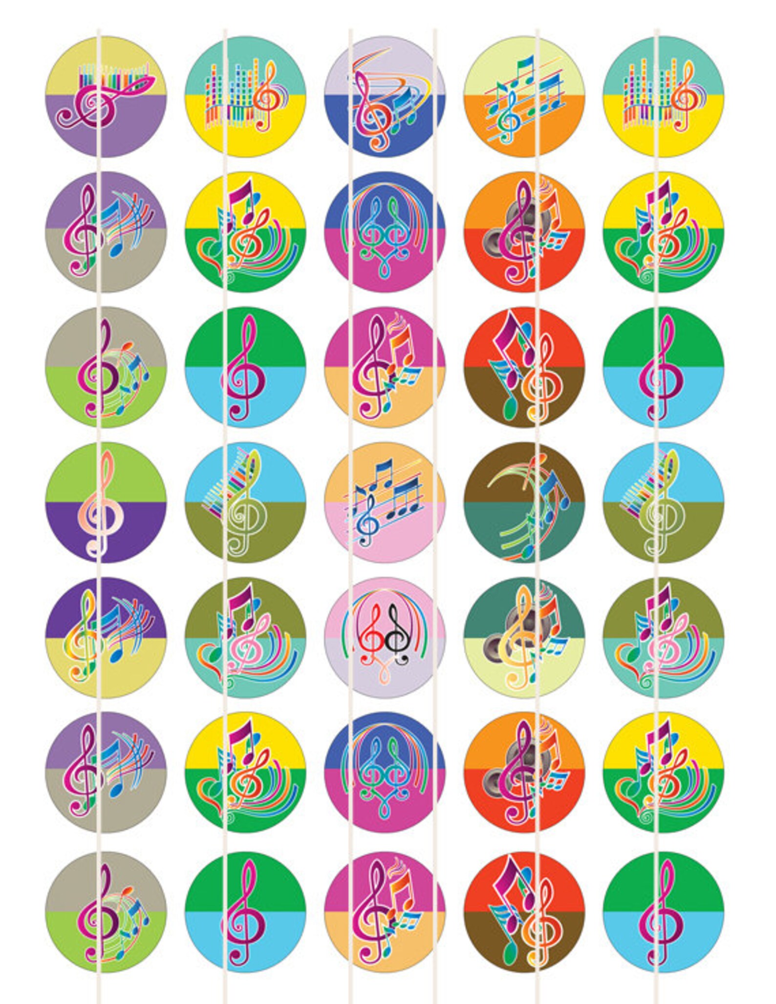 Treble Clef Digital Collage Sheet 25mm Round 1 Inch Circles | Etsy