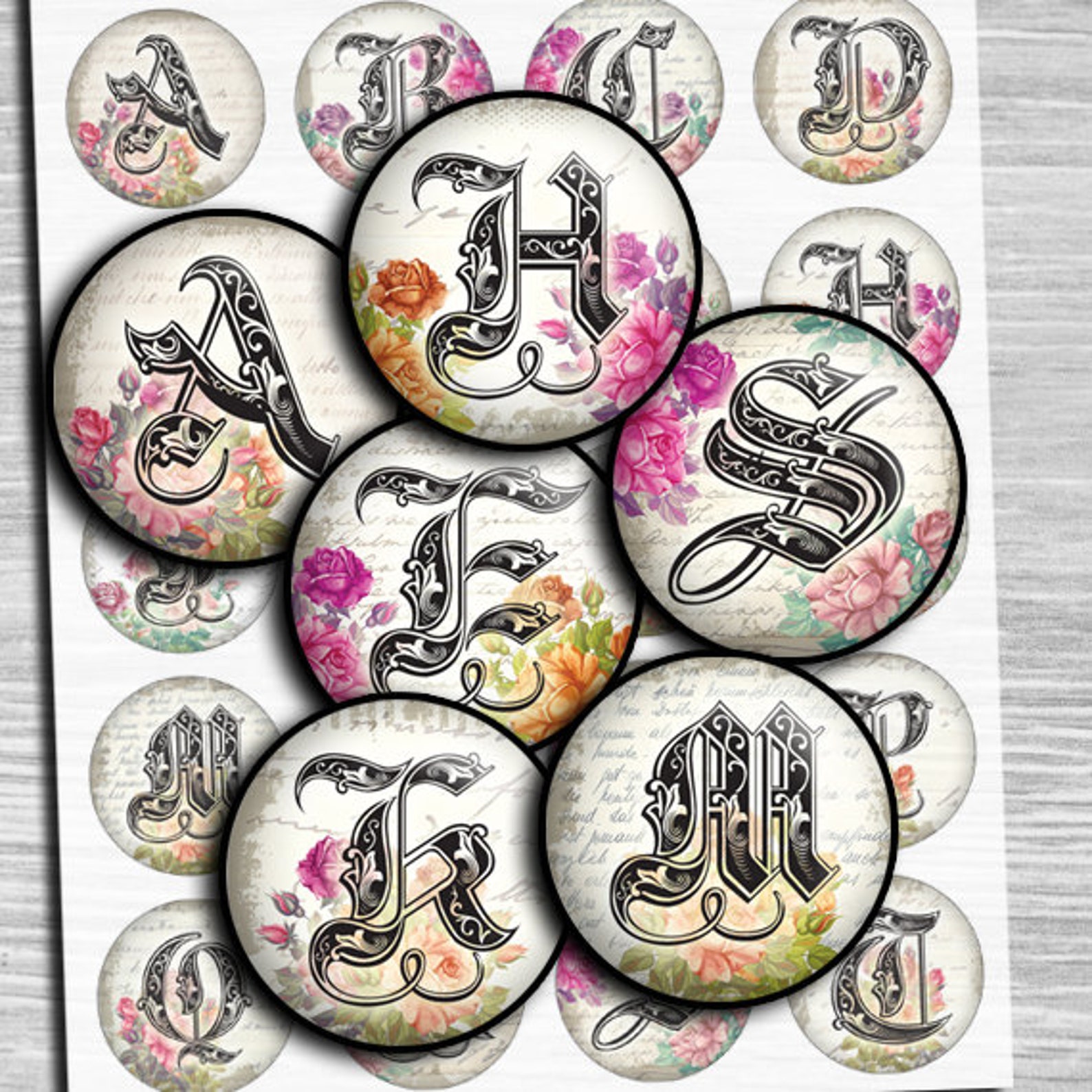 Initial Circles Gothic, Alphabet Gothic - Printable Images Digital ...