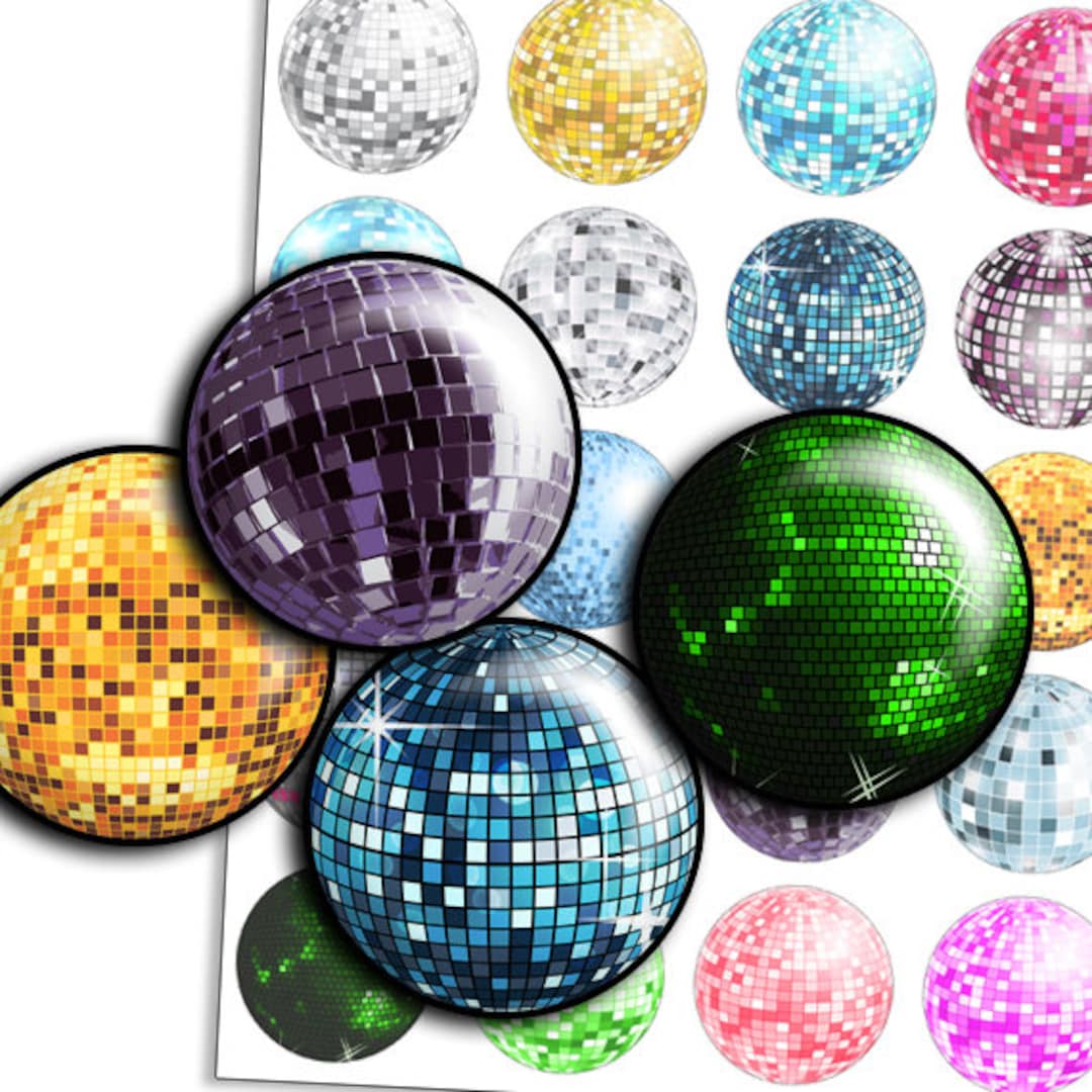 Disco Music Psychedelic Digital Collage Sheet - Td172 - Circle 1inch ...