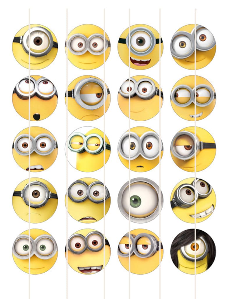 Minions Cartoon Faces Collage Sheet: 1-1.5 Inch Circles (digital ...